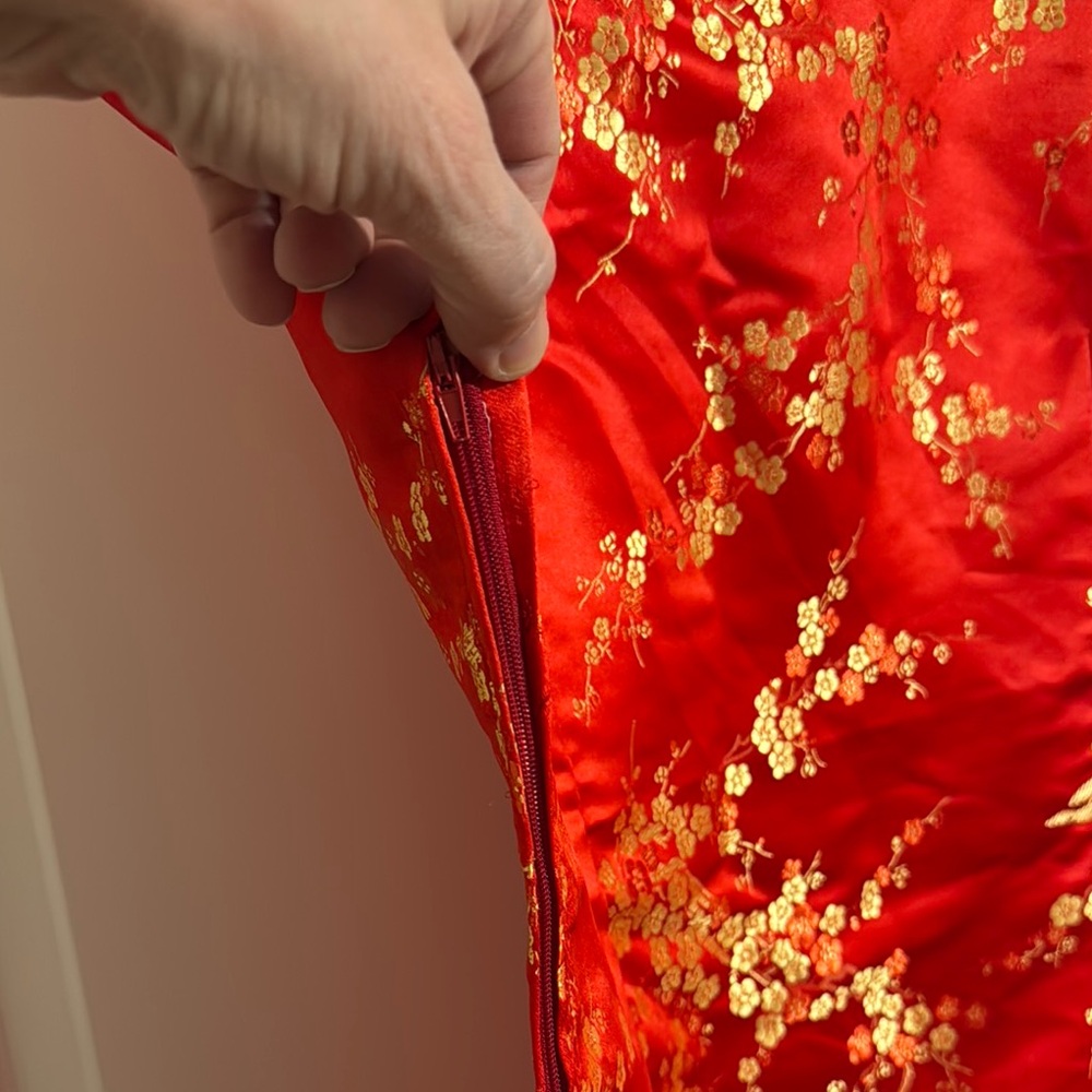 Red And Gold Cheongsam Dress - Gem